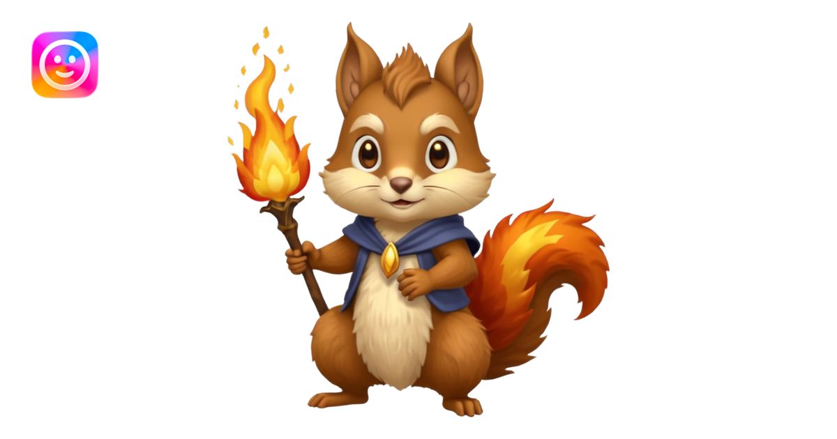 wizard squirrel holding fire emoji | AI Emoji Generator