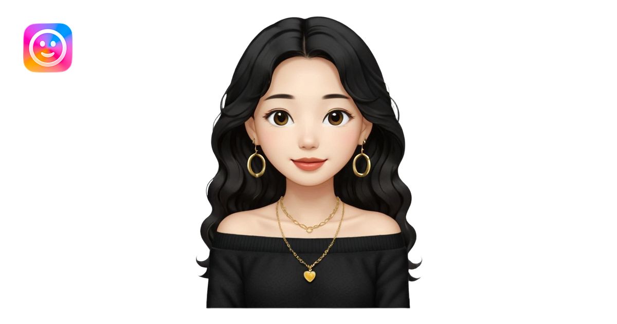 A South Korean girl with long, dark black wavy hair with middle part ...