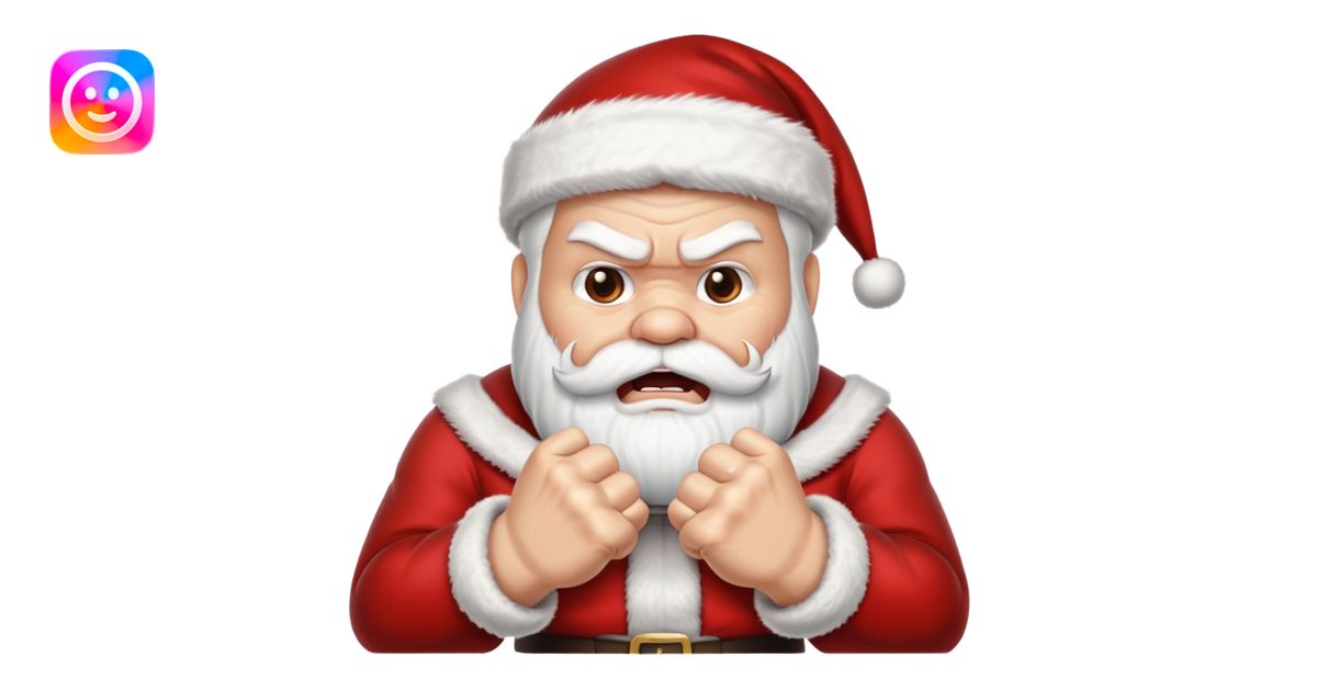 angry santa with clenched fists emoji | AI Emoji Generator