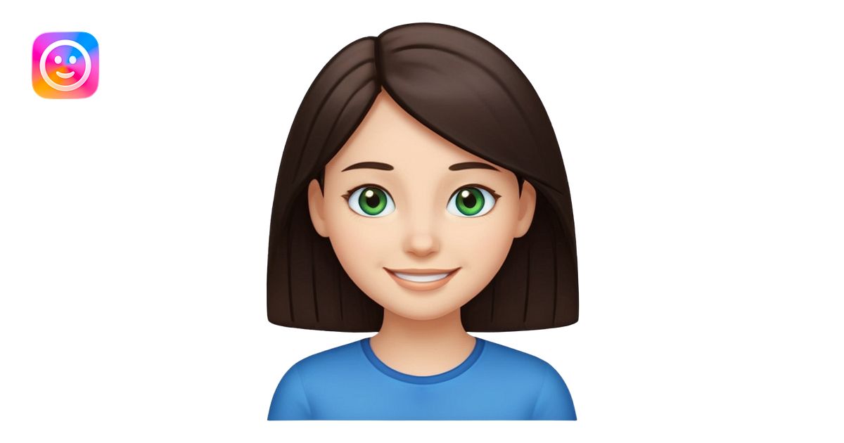 Create a girl with dark brown straight hair and bluey green eyes ...