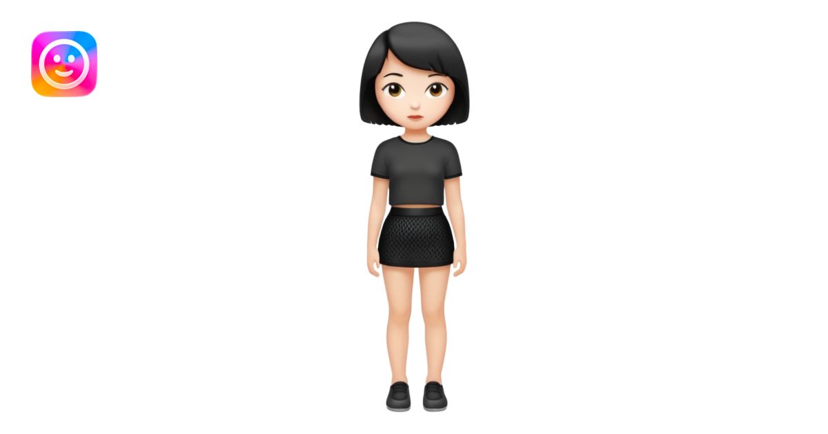Sexy Mini skirt very short black mesh. Girl faces away emoji | AI Emoji ...