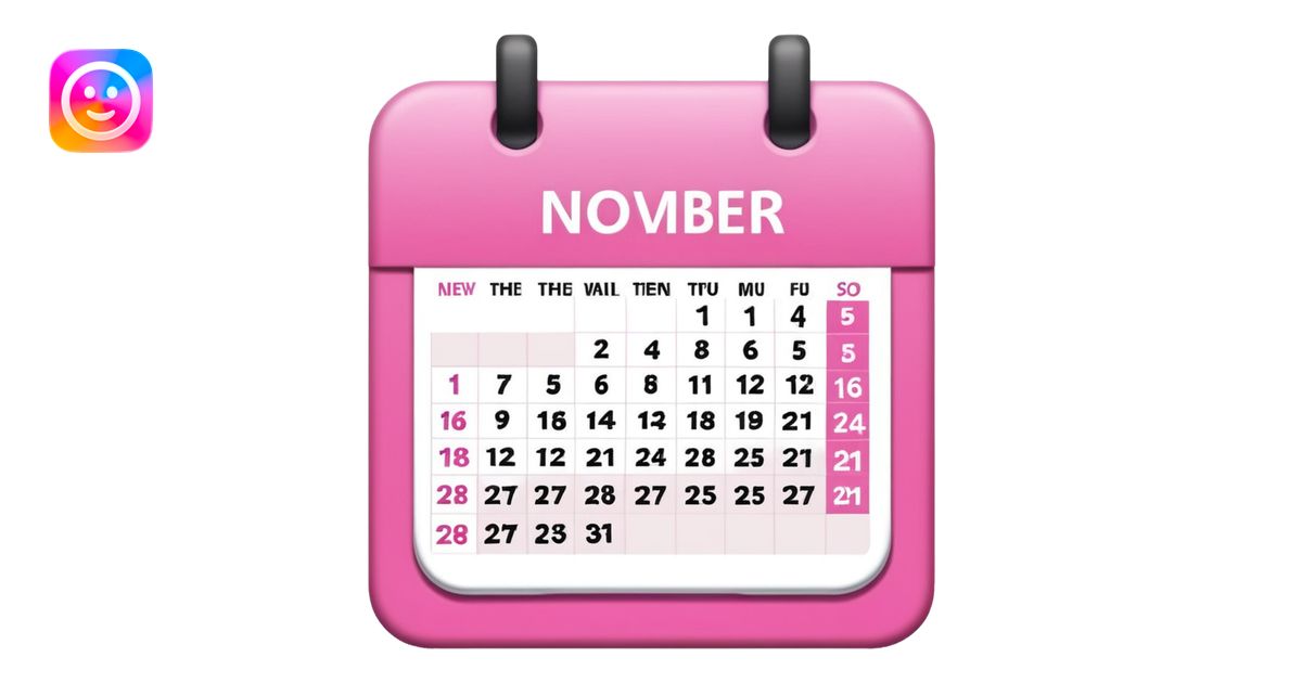 pink calendar of november 2025 in poppins text form emoji | AI Emoji ...