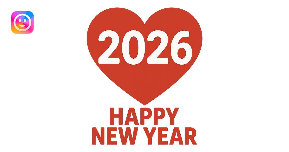 new year 2026, heart,remove background image | AI Emoji Generator