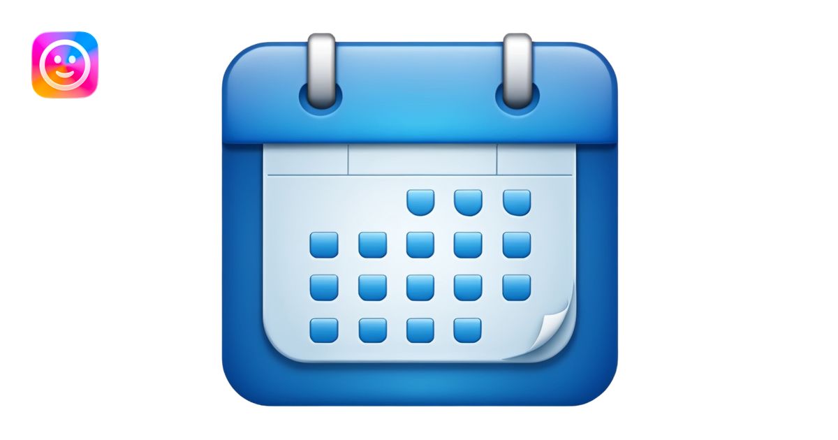 calendar icon, Apple emoji style, only graphic elements, no letters or ...
