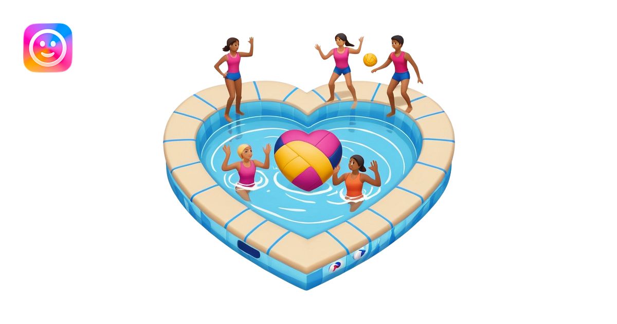Natación y voley en un corazón de color emoji | AI Emoji Generator