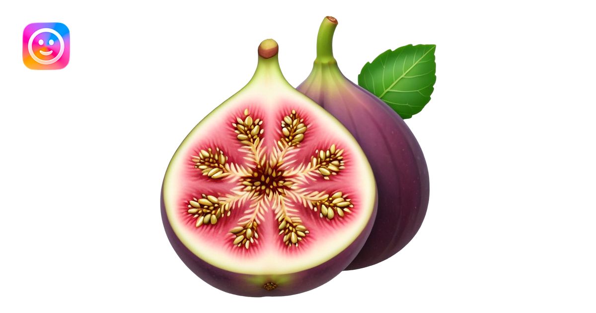 Please create a emoji of a cross-section of a fig with a small leaf ...