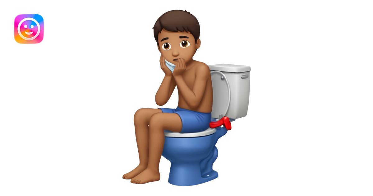 a brown boy sitting on a toilet with strained face emoji | AI Emoji ...