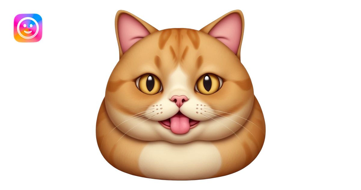 fat obese cat with giant eyes and giant tongue out emoji | AI Emoji ...