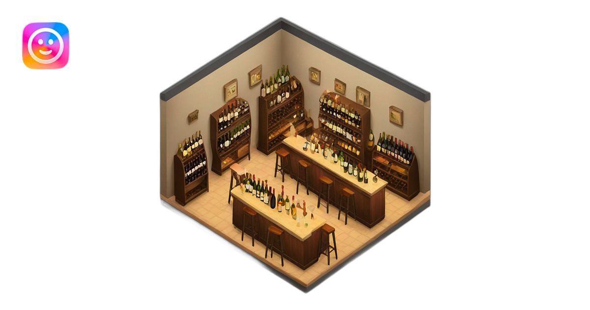 Wine bar isometric emoji | AI Emoji Generator