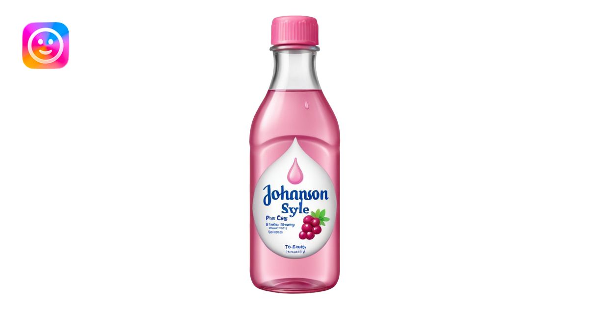 realistic Johnson and Johnson style bottle pink cap pink label clear ...
