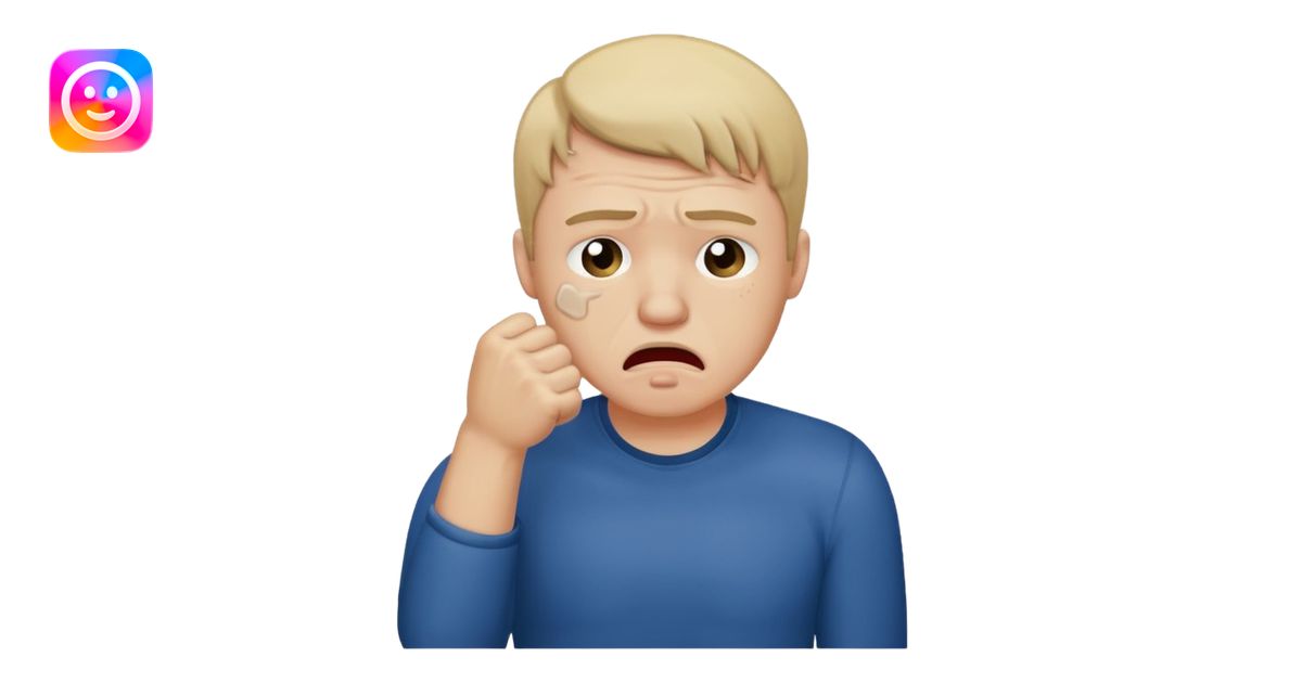 Crying man with his fist holding to his mouth emoji | AI Emoji Generator