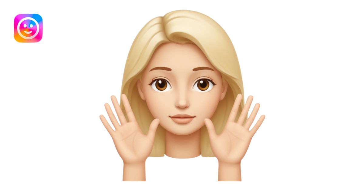 Minimal emoji representing reduced facial puffiness, soft hand gesture ...