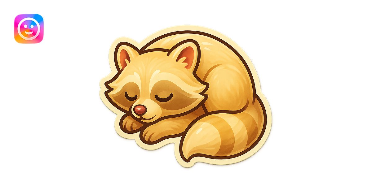 Very Light Blonde raccoon sleeping 2d digital art semi realistic ...