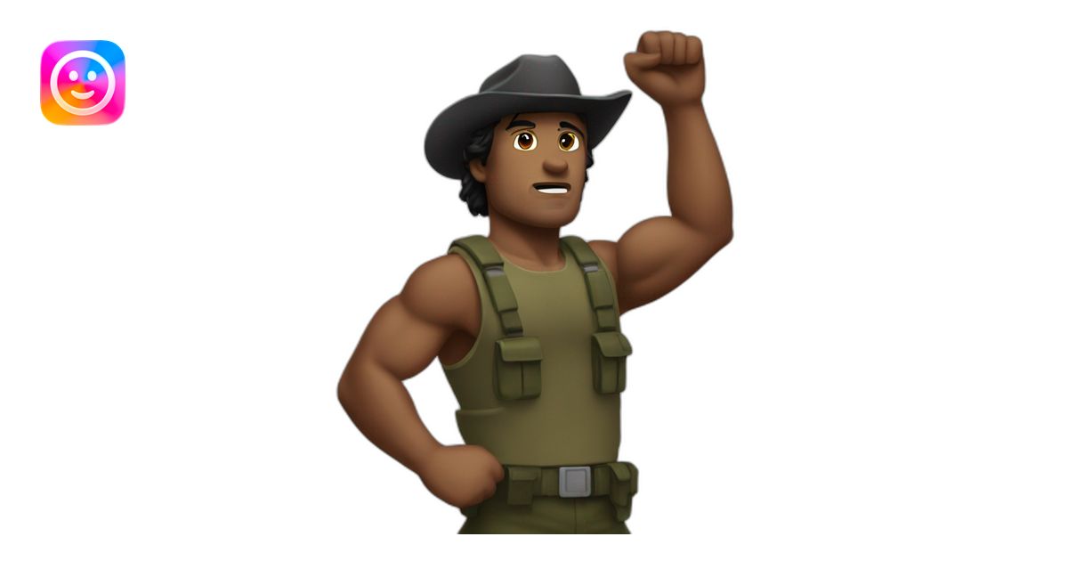 Rambo waving emoji | AI Emoji Generator