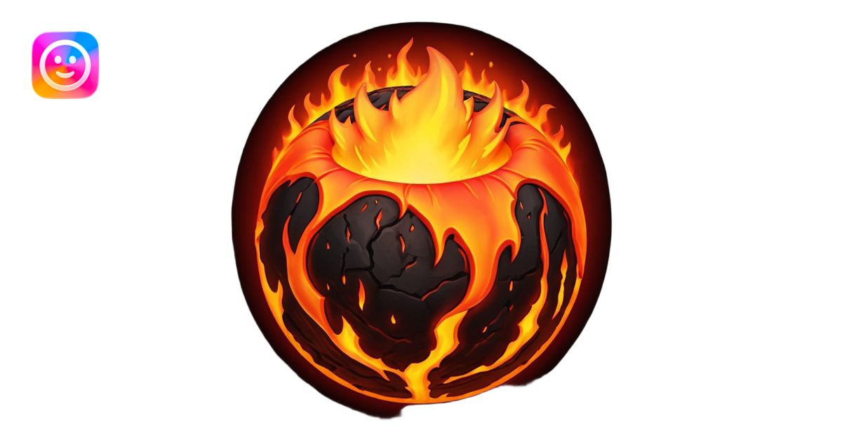 sphere planet, surface covered with lava fire emoji | AI Emoji Generator