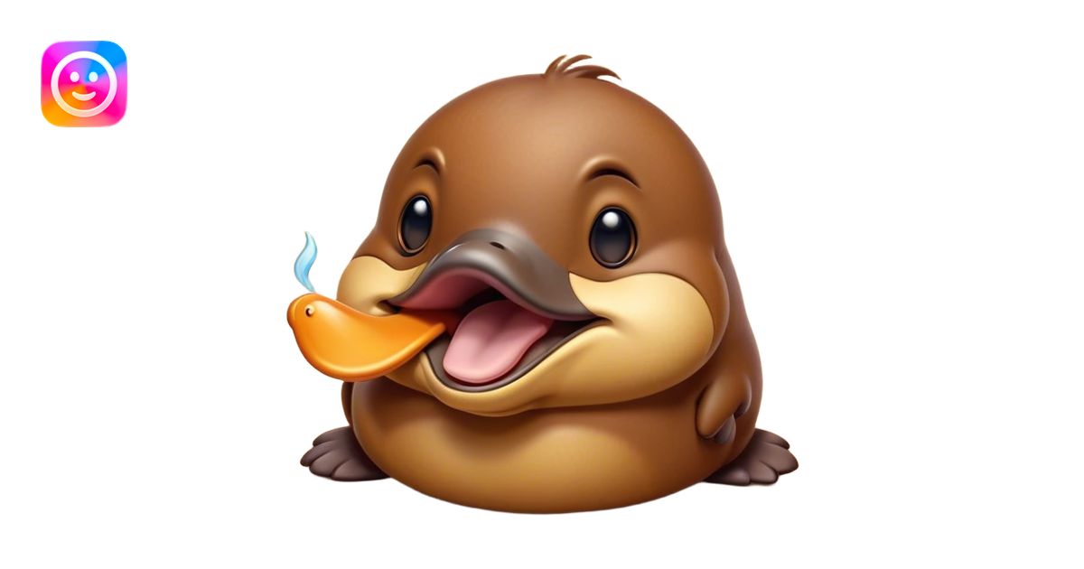 Cinematic Cute Yawning Platypus Portrait Emoji, Head tilted slightly ...