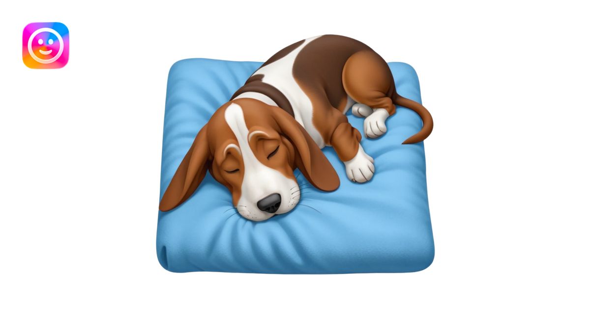 A basset hound sleeping on a blanket emoji | AI Emoji Generator