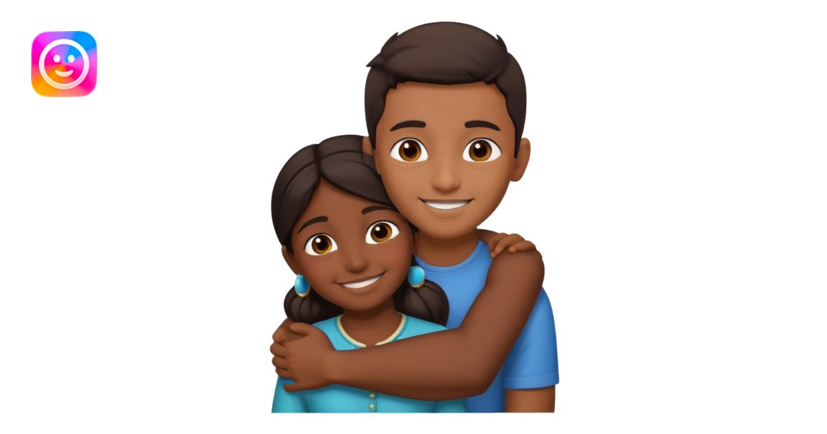 indian boy huggin indian girl from behind emoji | AI Emoji Generator
