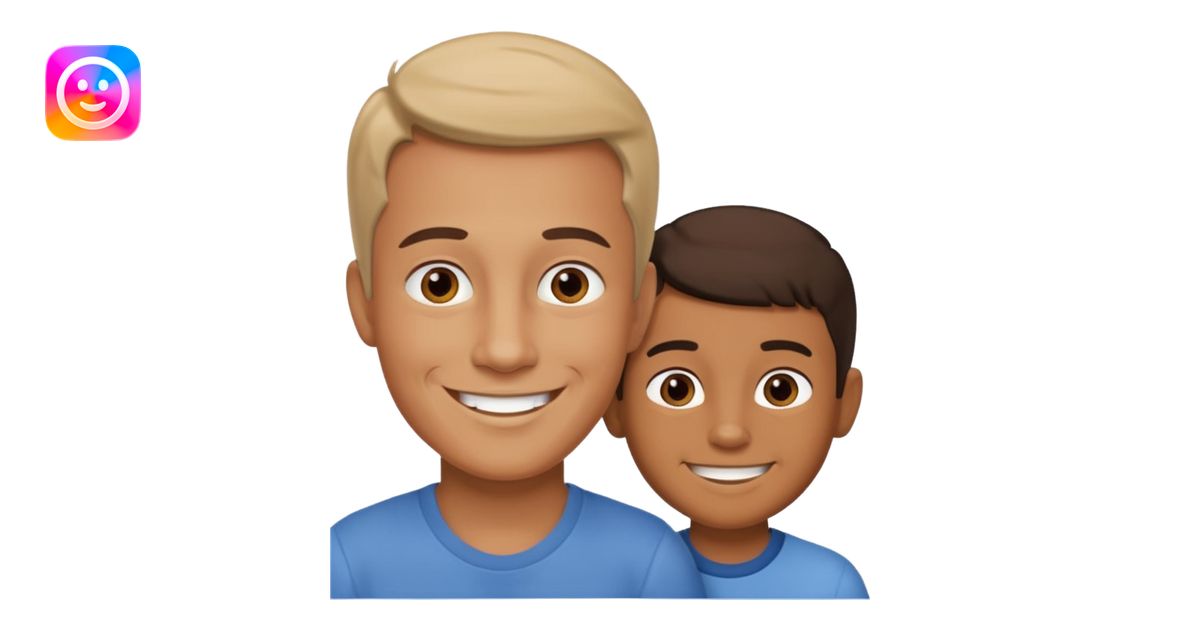 Children boy with papa same person emoji | AI Emoji Generator