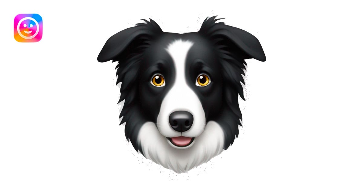 Border collie œil noir et un œil blanc emoji | AI Emoji Generator