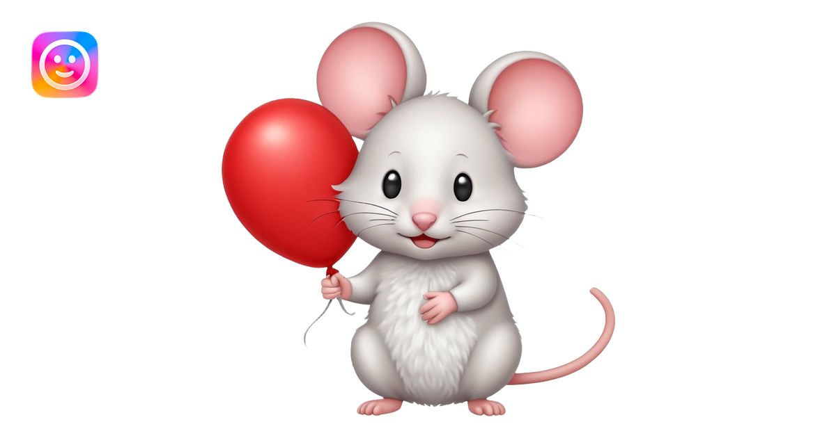 mouse holding balloon emoji | AI Emoji Generator