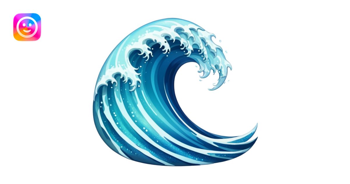 glitter wave ocean surf cian emoji | AI Emoji Generator