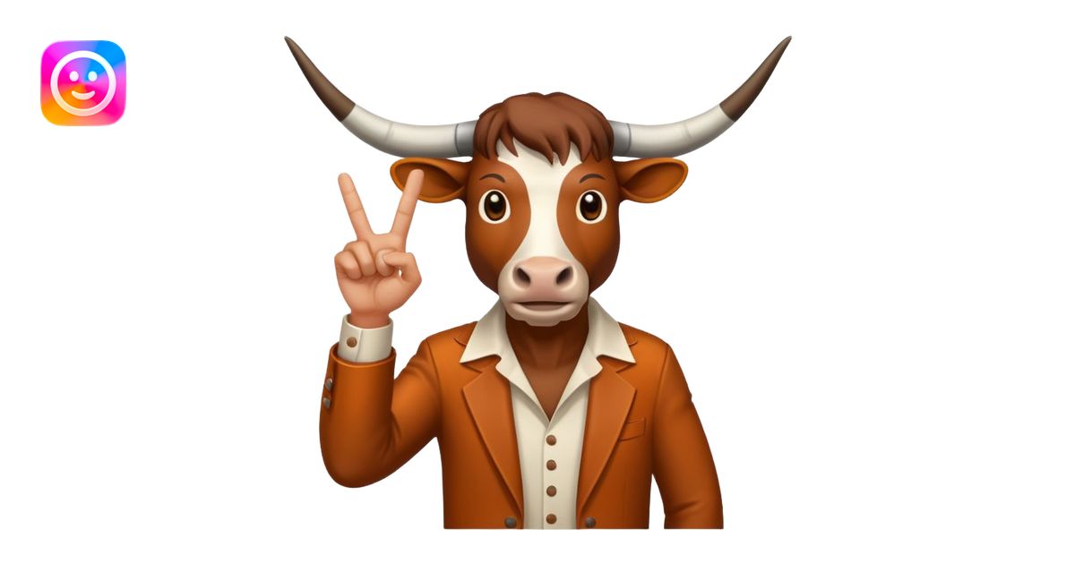 longhorn doing hook em hand sign emoji | AI Emoji Generator