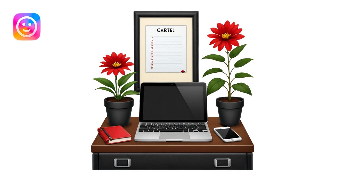 Cartel en español que diga F U E R A D E O F I C I N A y detrás un ...