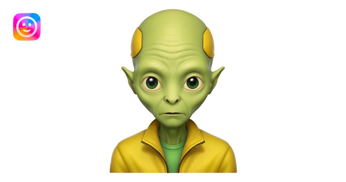 Old Alien with yellow jacket, Half body, no hair. emoji | AI Emoji ...