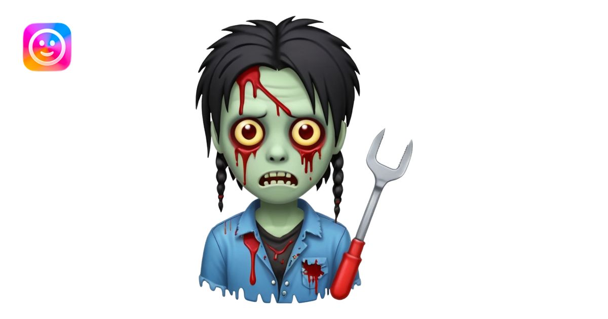 trap hood zombie emoji with saw and drip and emo black hair with dreads ...