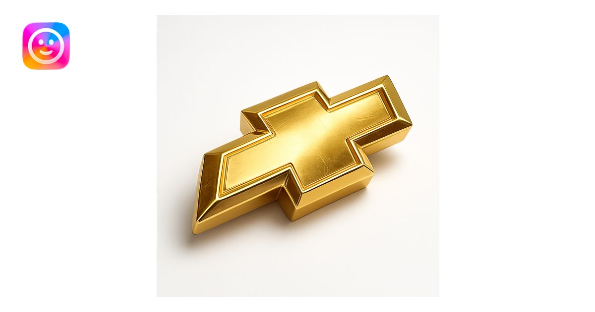 Chevrolet emblem, metallic gold and silver, 3D style, realistic ...