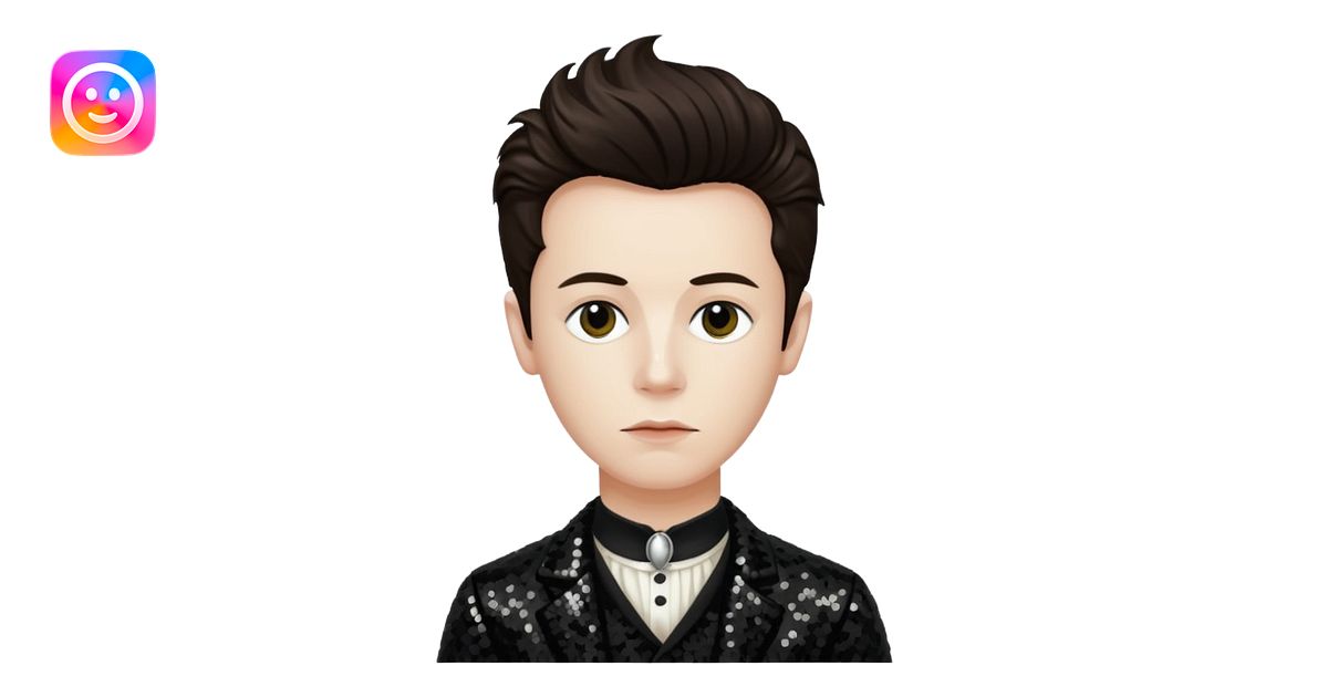 Arthur Rimbaud with dark brown hair, black sequin outfit emoji | AI ...