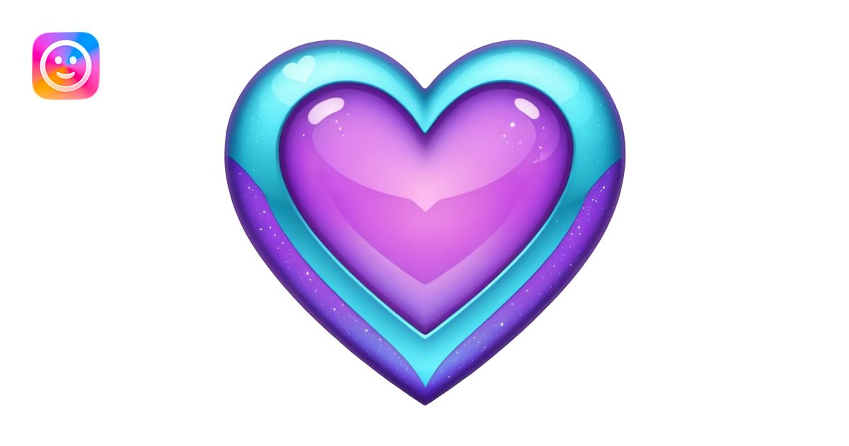 glitter purple and cian heart emoji | AI Emoji Generator