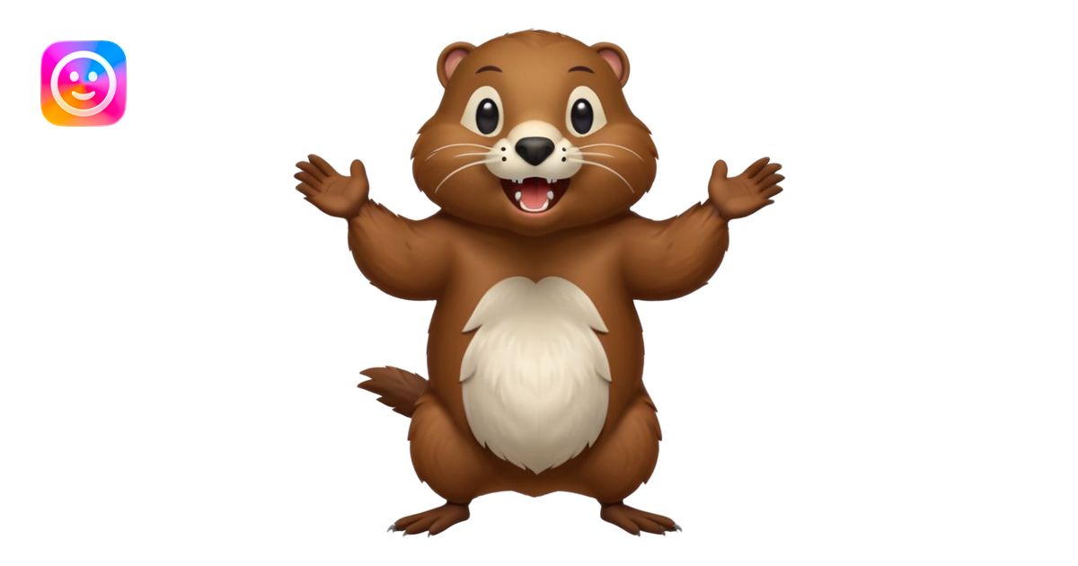 A crazy beaver is standing on its hind legs with its front paws ...