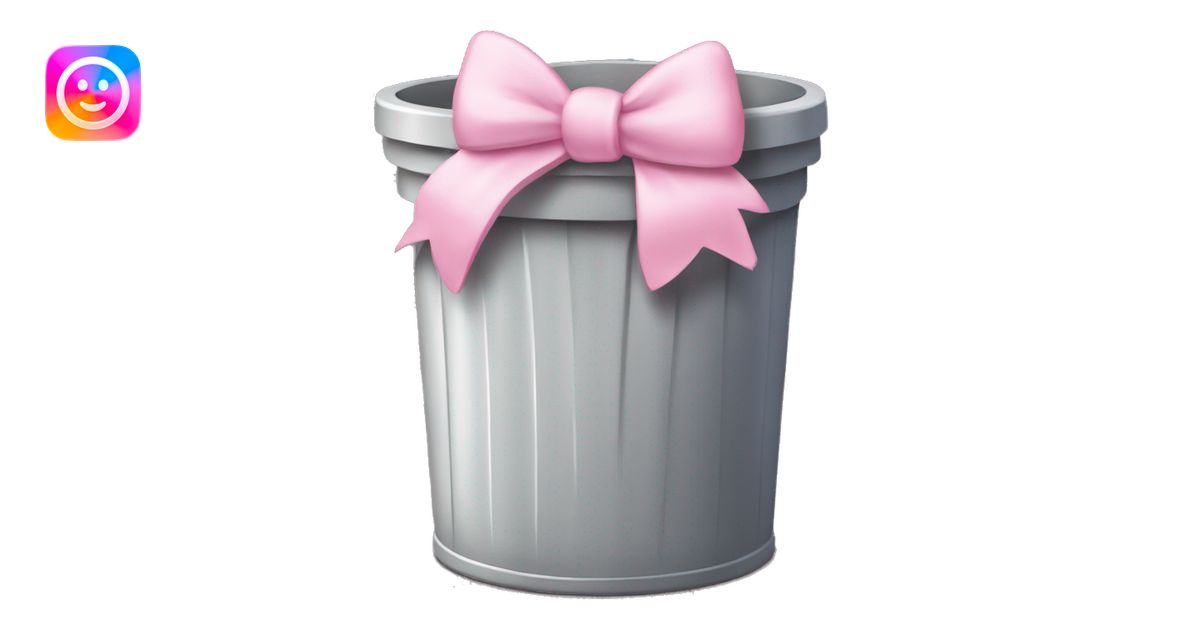 Trash can with light pink bow around the side emoji | AI Emoji Generator