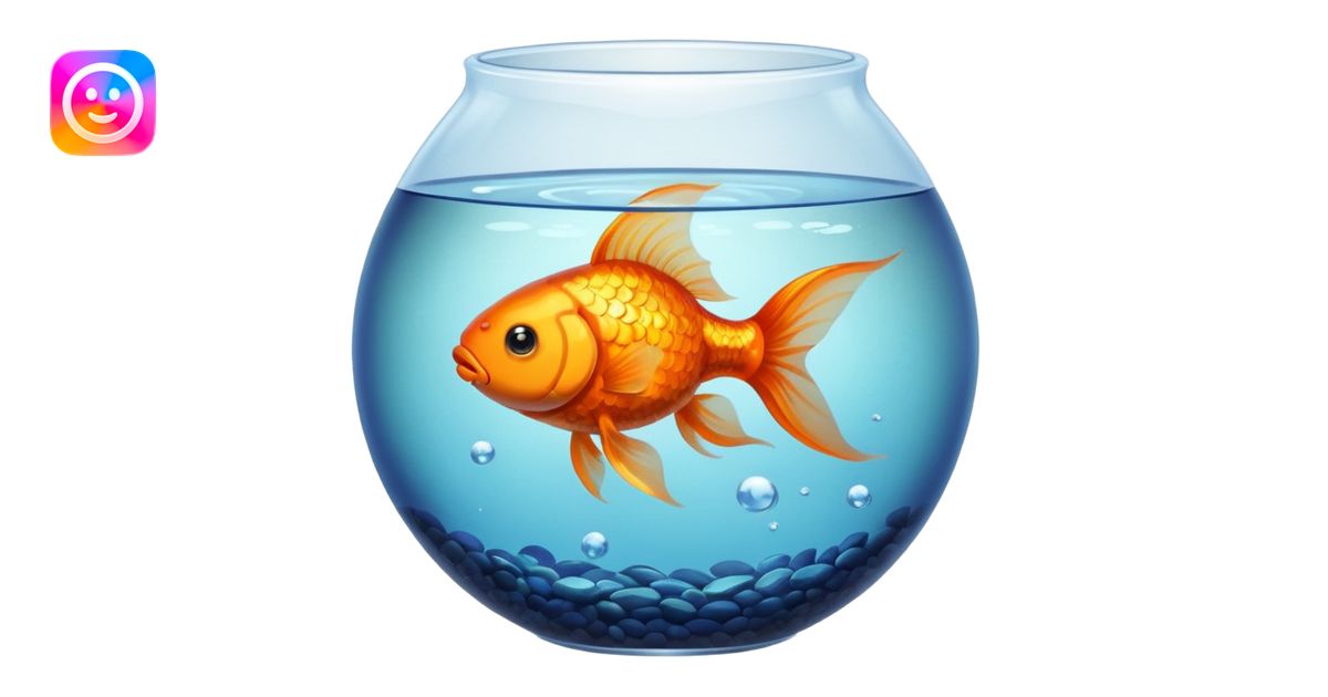 Goldfish in a fish bowl emoji | AI Emoji Generator