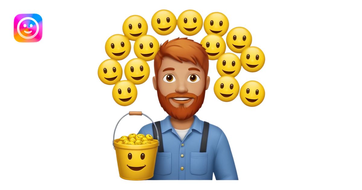 Man with red beard carrying bucket of yellow smiley face emoji | AI ...