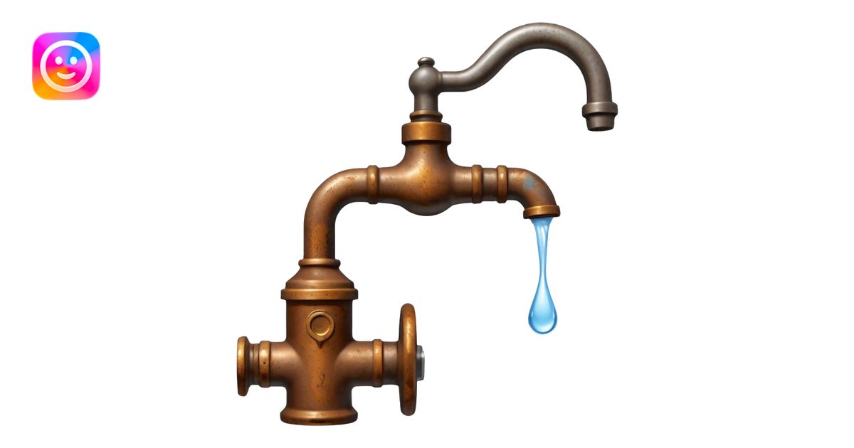 water pouring from an OLD tap, 1980 emoji | AI Emoji Generator
