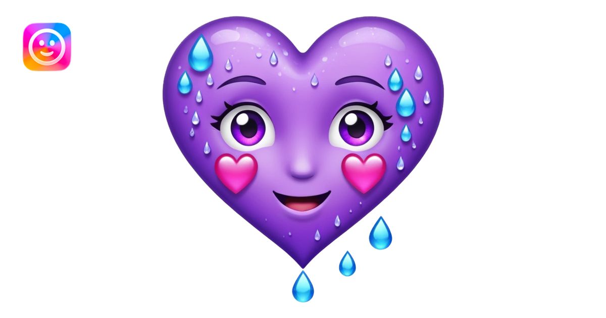 Sideways Glittery purple heart, tears of laughter emoji | AI Emoji ...