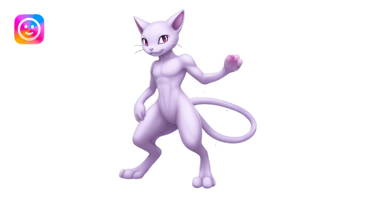 Anthro Mewtwo-Cat-Sona-Fakemon Nebula Full Body emoji | AI Emoji Generator