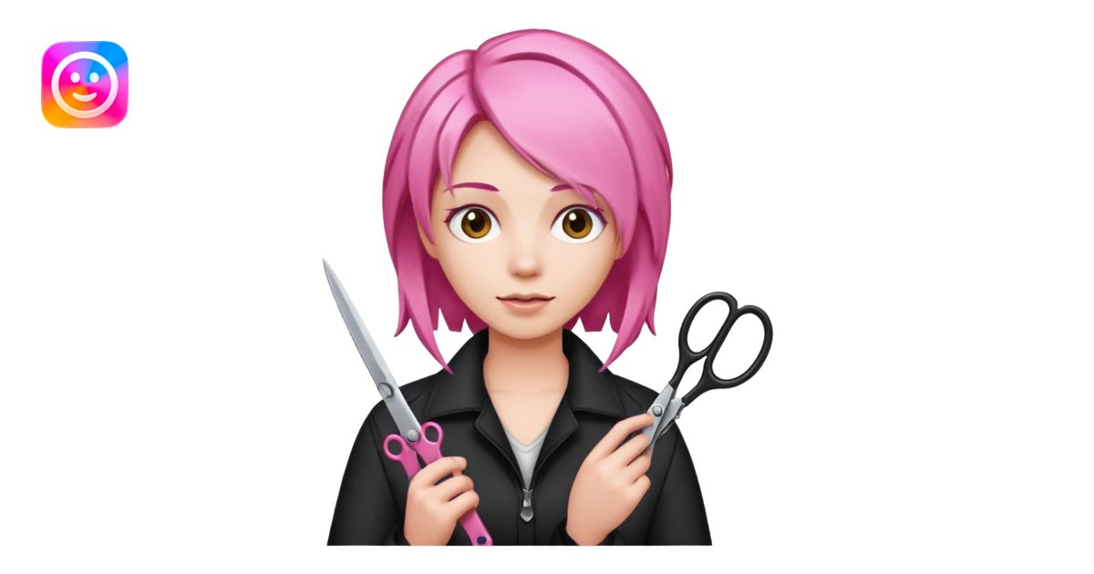 Pink hair scissor emoji | AI Emoji Generator