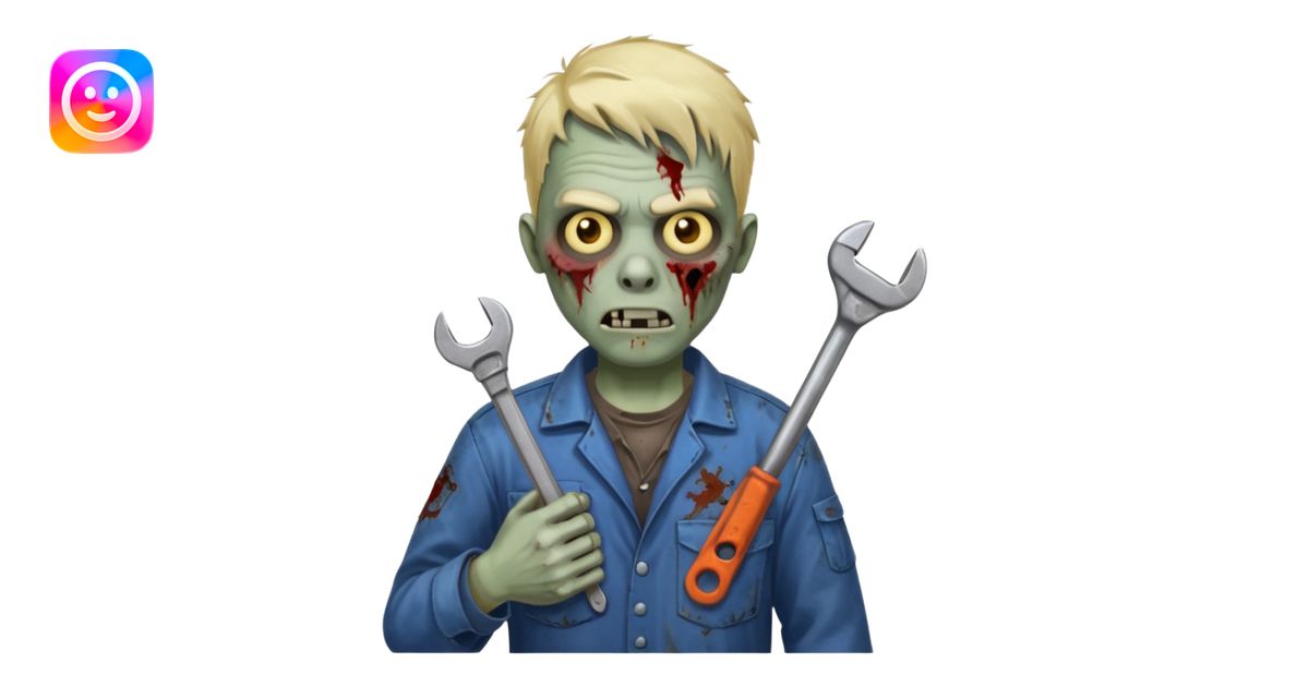 zombie mechanic with tool in his hand emoji | AI Emoji Generator