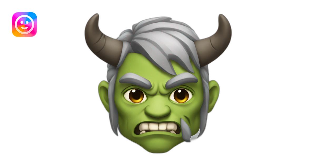 a masculine, grey orc with bull-horns and an eyepatch emoji | AI Emoji ...