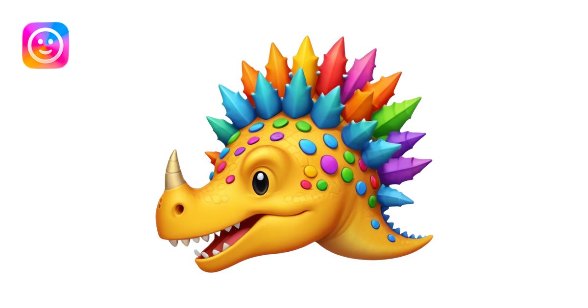 cartoon stegosaurus face with music notes emoji | AI Emoji Generator