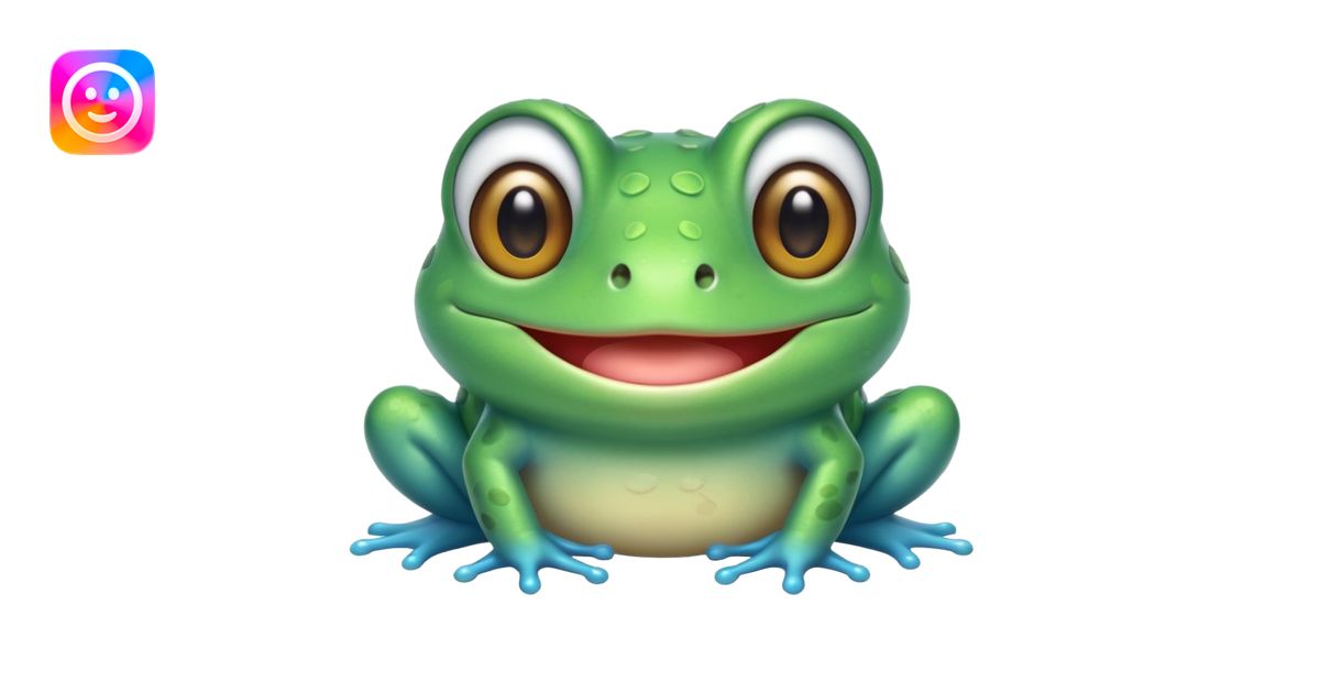 cyan cute frog kawaii eyes should be cuter emoji | AI Emoji Generator