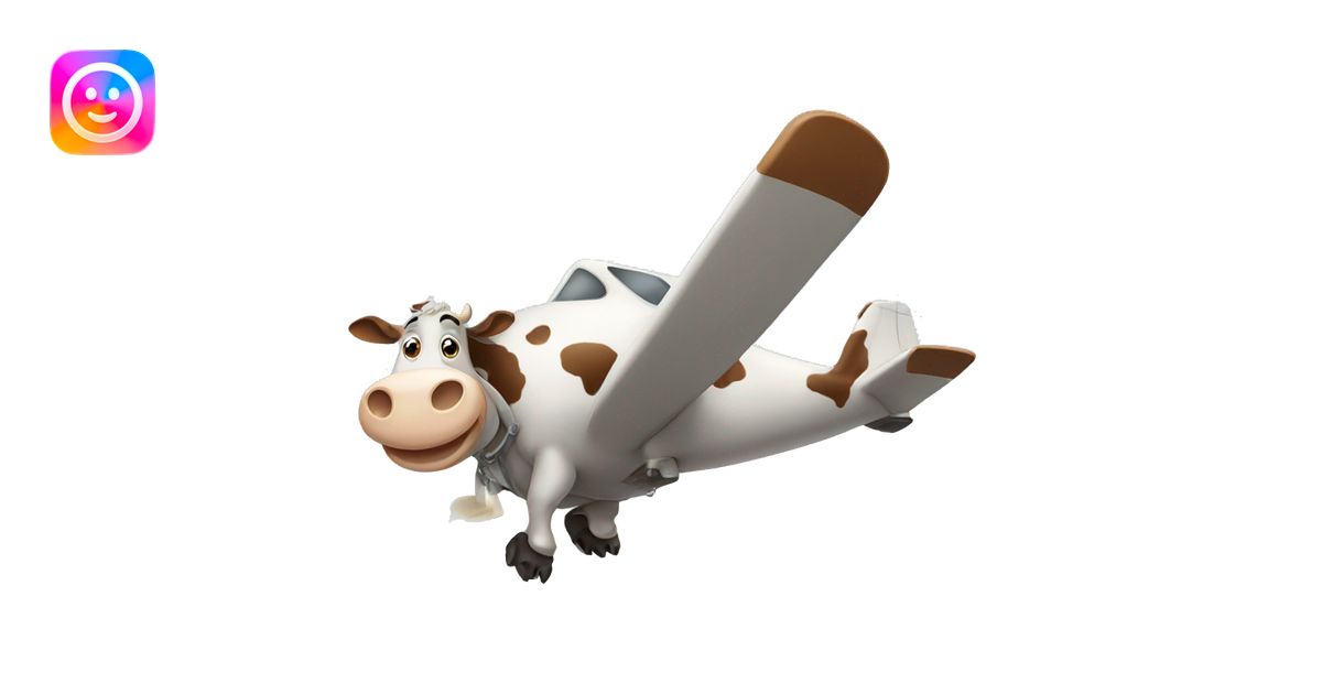 Cow flying airplane emoji | AI Emoji Generator