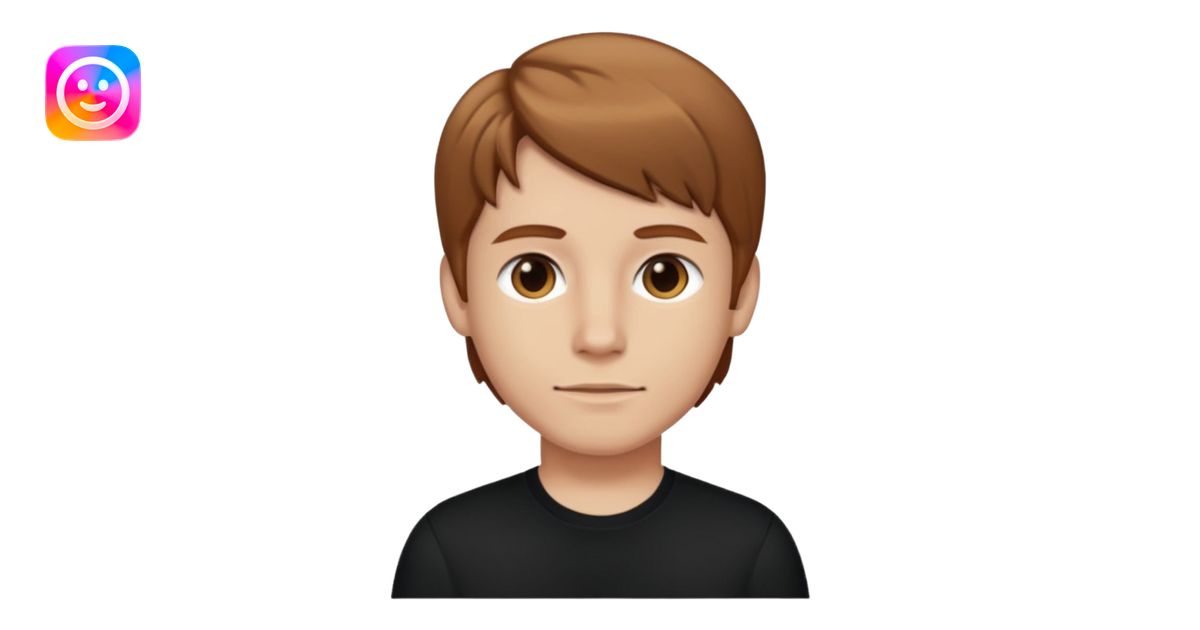 8-BitRyan with light brown hair, black shirt emoji | AI Emoji Generator