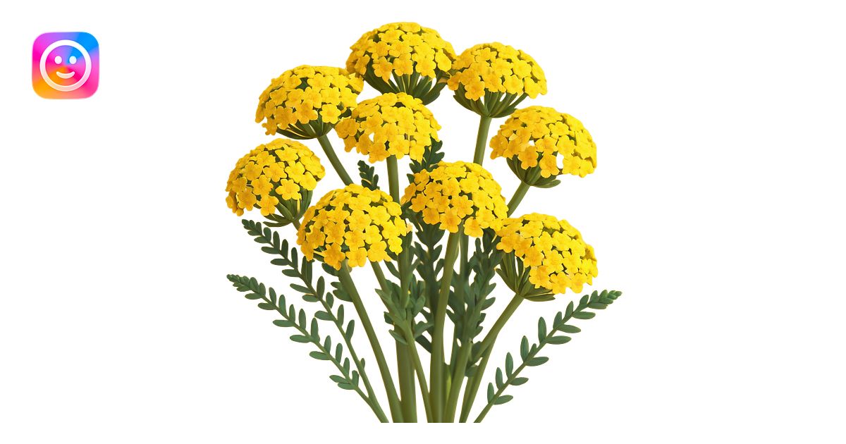 yellow yarrow flowers, 3D iOS style illustration, realistic lighting ...