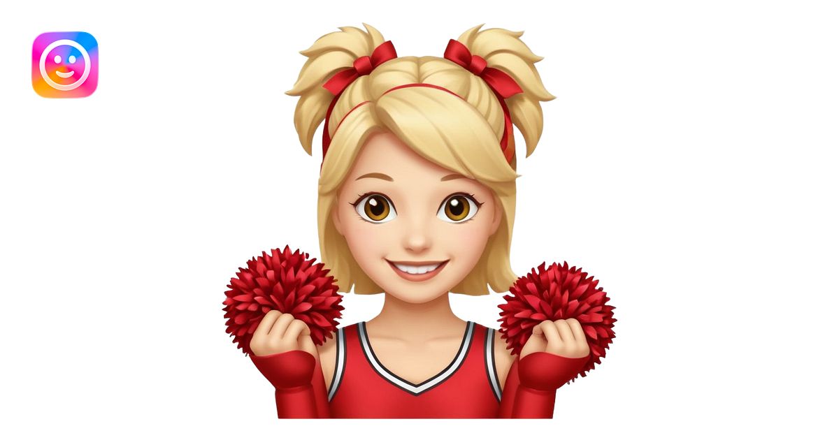 cheerleader with pom pom in front emoji | AI Emoji Generator