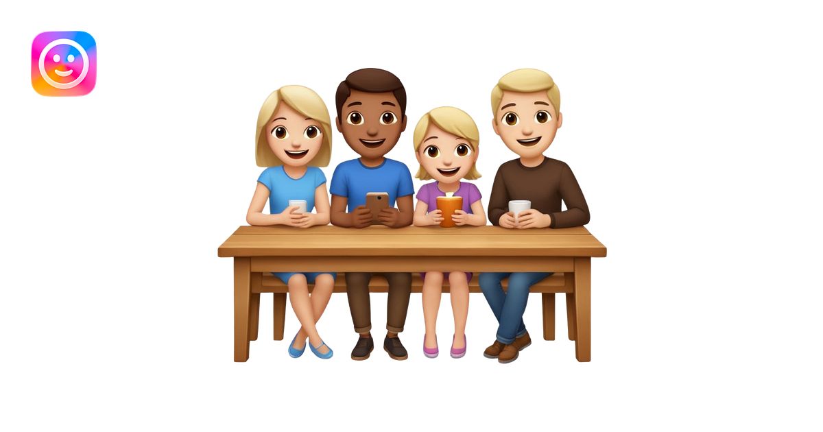 3 people sitting behind a table emoji | AI Emoji Generator